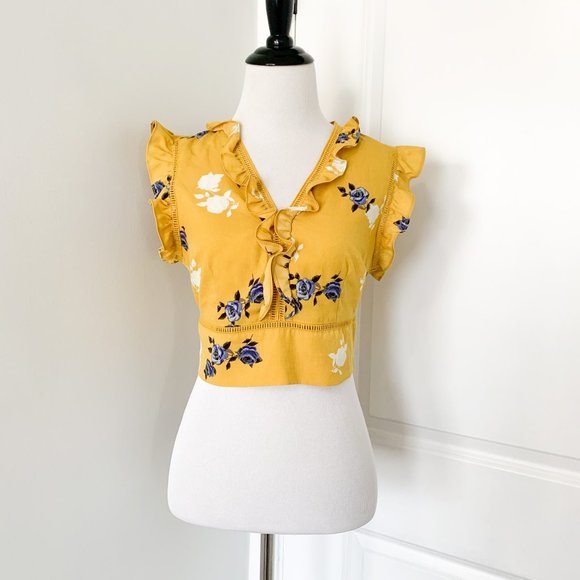 Xhilaration | Tops | Xhilaration Yellow Ruffled Crop Top | Poshmark